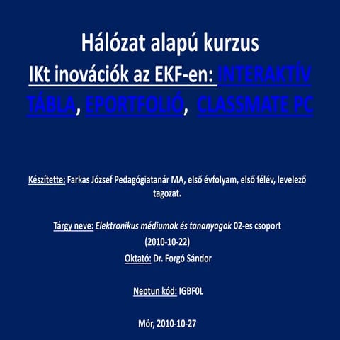 Hálózat alapú kurzus | PPT