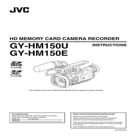 JVC GY-HM150E Manual | PDF