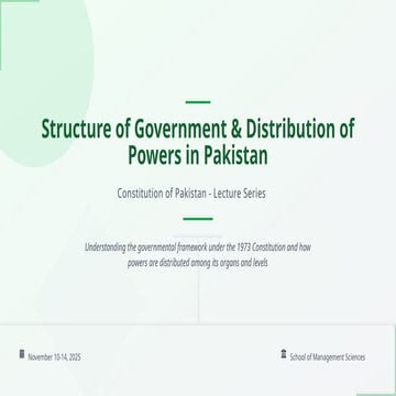 Structure and Functions of Government in Pakistan | PPTX