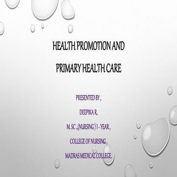 HEALTH PROMOTION AND PRIMARY HEALTH CARE | PPTX