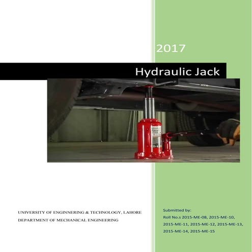 Design and Simulation of Hydraulic Jack | PDF