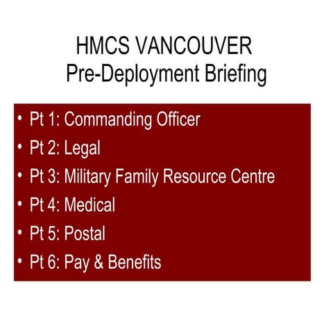 HMCS VANCOUVER Briefing June 2011 | PPT