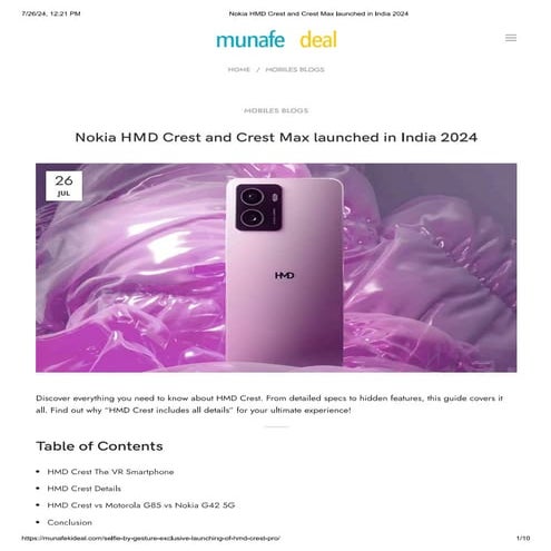 Nokia HMD Crest and Crest Max launched in India 2024 | PDF