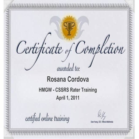 Hmgw cssrs rater training certificate | PDF