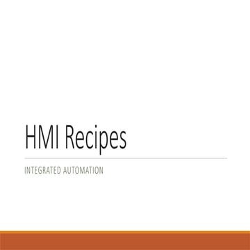 Recipe creation for wincc tia portal HMI | PPTX