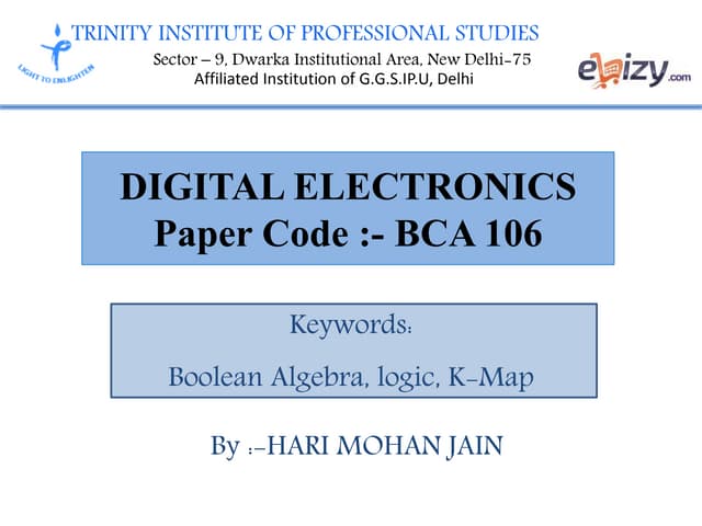 Digital Electronics Minimization Technique Karnaugh Map Ppt