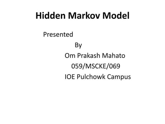 HMM (Hidden Markov Model) | PPT