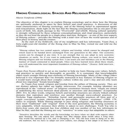 Hmong Cosmological Spaces And Religious Practices | PDF