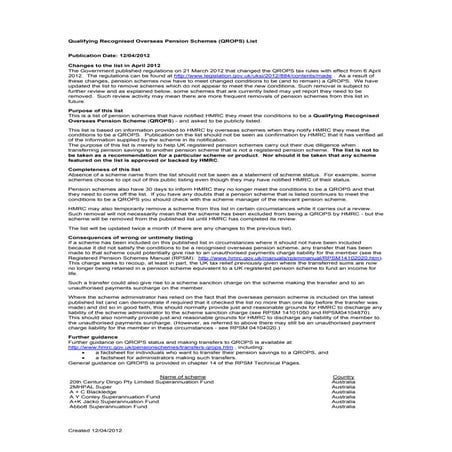 Hmrc New Qrops List April 2012 | PDF
