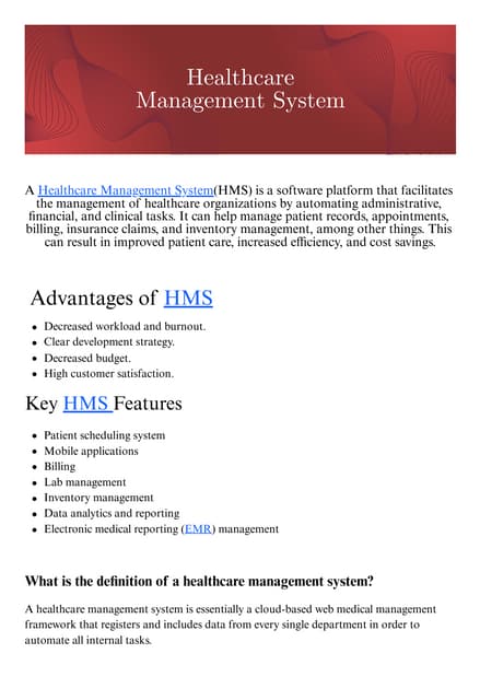 Grapes HMS | Grapes IDMR | Healthcare Management System | PDF