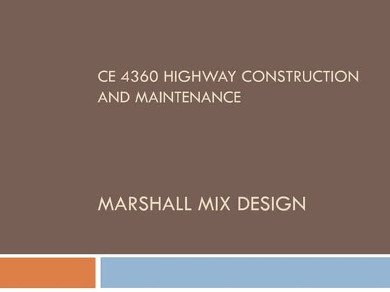 Marshall Mix Design: Lab Report | PDF