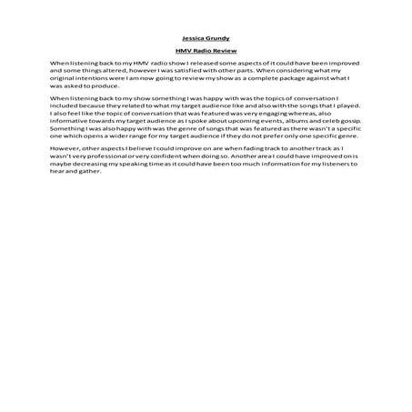 Hmv radio review | DOCX