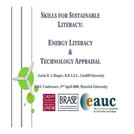 Skills for Sustainable Literacy:Energy Literacy & Technology Appraisal ...