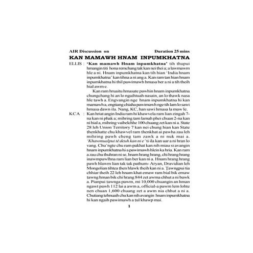 Discussion on Hnam Inpumkhatna | PDF