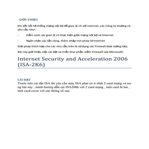 Hướng dẫn cài đặt isa 2006 | DOCX