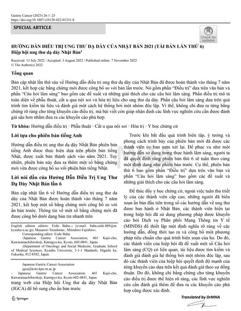 Phân độ TNM của ung thư đại - trực tràng và Ung thư dạ dày theo AJCC 8th | PDF