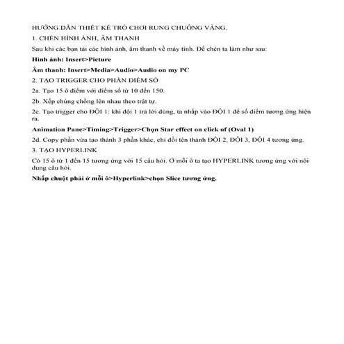 Hướng dẫn thiết kế trò chơi rung chuông vàng | DOCX