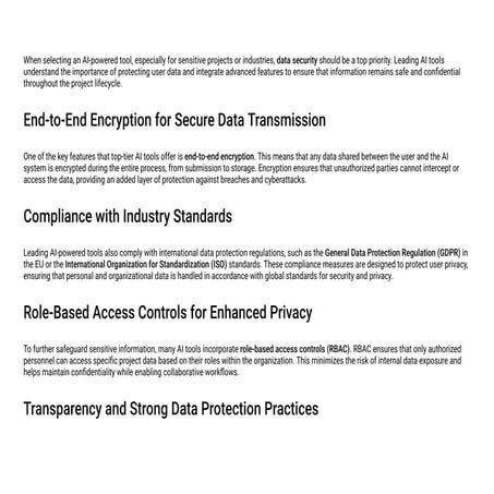 Data Security Features in Top-Tier AI Tools | PDF