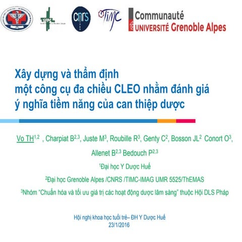 Báo cáo HNKHTT-Công cụ CLEO đánh giá can thiệp dược | PPTX