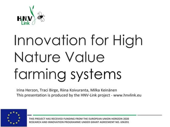 Concept of High Nature Value farming explained | PPT