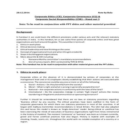 Handout 3 - CE, CG & CSR | PDF