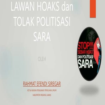 Ppt Penyebaran Berita Hoax Melalui Internet | PPTX