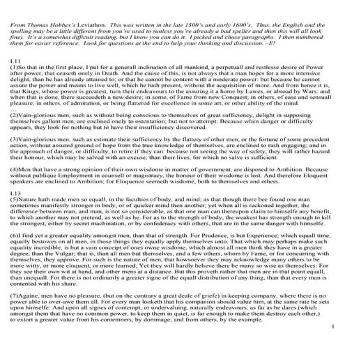 Hobbes Reading - Leviathon | PDF