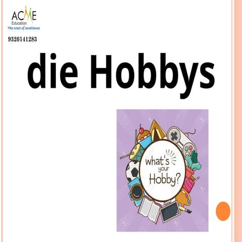 German language learn hobbies easily and simple to understand | PPTX