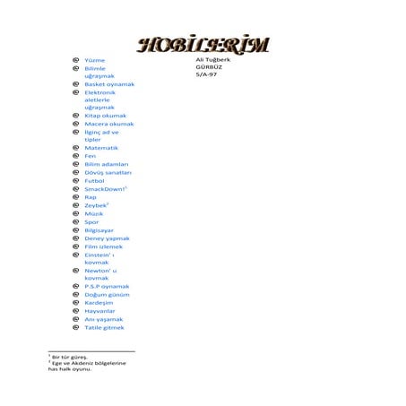 Hobilerim | PDF