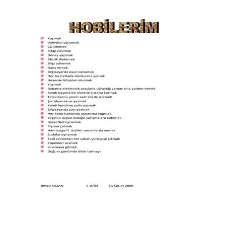 Hobilerim | DOCX