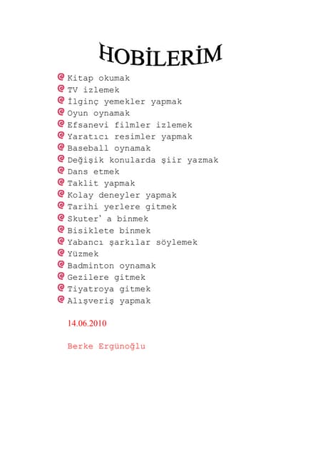 Hobilerim | DOCX