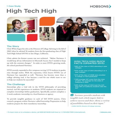 High Tech High Case Study | Naviance | Hobsons | PDF