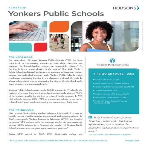 Yonkers Public Schools Case Study | Hobsons | PDF