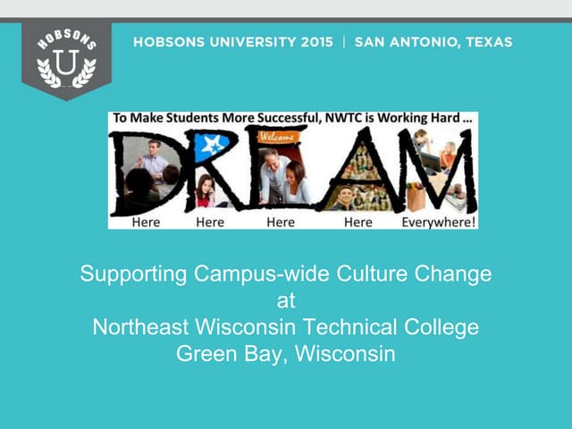 Supporting Campus Wide Culture Change at Northeast Wisconsin Technical College Green Bay Wisconsin PPT