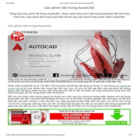 Các phím tắt trong AutoCAD | PDF