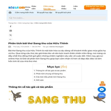 Phân tích bài thơ Sang thu của Hữu Thỉnh | Hoclagioi.vn