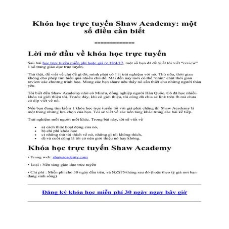 Hoc truc tuyen voi shaw academy | PDF