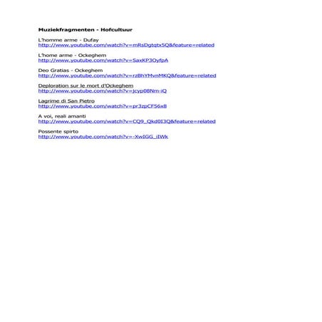 Hofcultuur VWO Muziekfragmenten