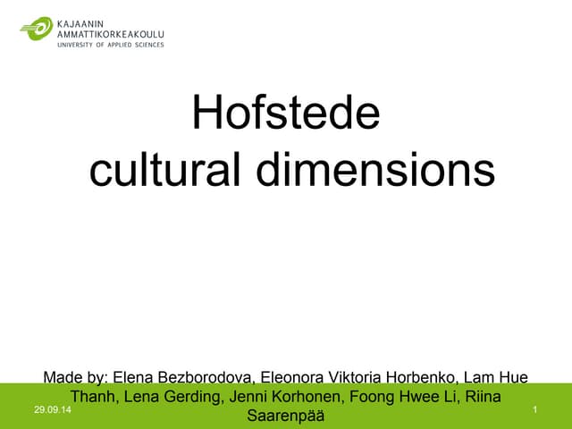Hofstede model | PPT