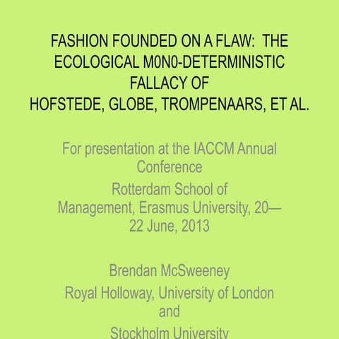 Hofstede and globe the ecological fallacy | PPTX