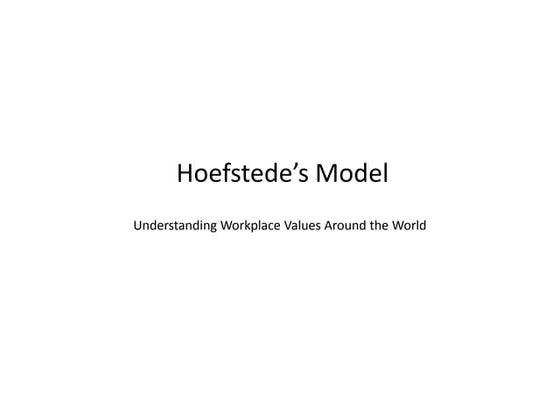 Hofstede's cultural dimensions | PPT