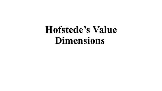 Hofstede's cultural dimensions | PPTX