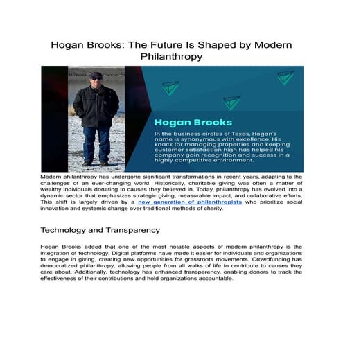 Hogan Brooks_ The Future Is Shaped by Modern Philanthropy.pdf | Non-Profit Organizations ...