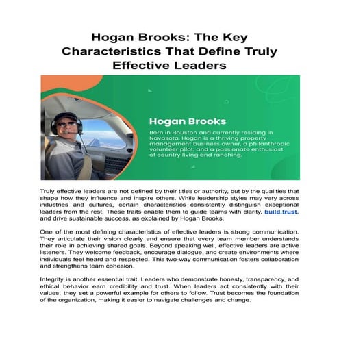 Hogan Brooks The Key Characteristics That Define Truly Effective ...