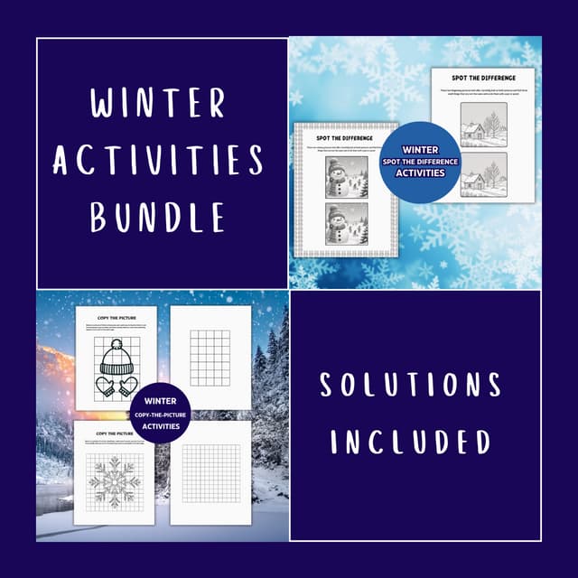 Winter Activities Bundle. Hat & Mittens, Snowflake, Snowman, and Cozy ...