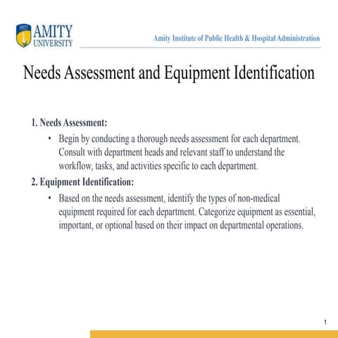 needs assessment & equipment identification | PPT