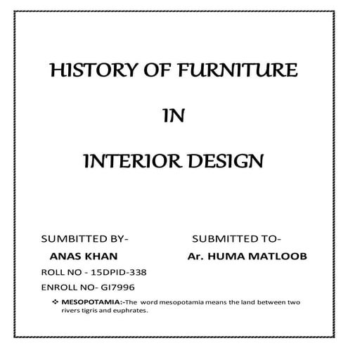 HISTORY OF FURNITURE IN INTERIOR DESIGN | DOCX