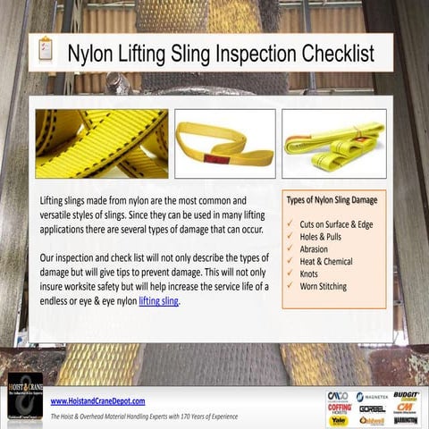 Nylon Web Slings Inspection Checklist | PPT
