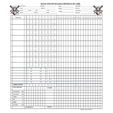 Hoja de anotacion de baseball profesional del caribe | PDF