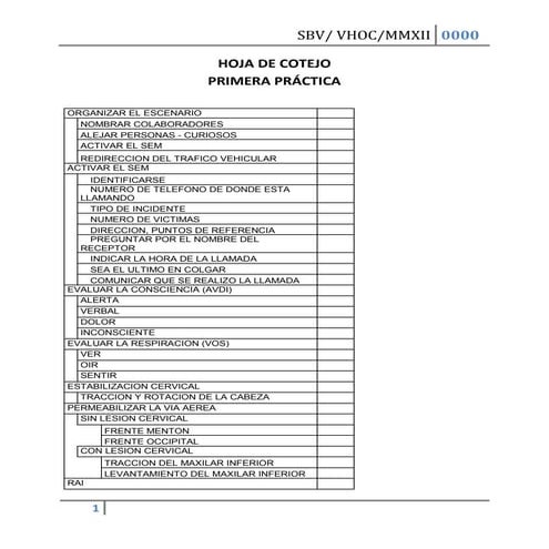 Hoja de cotejo primera practica | DOCX